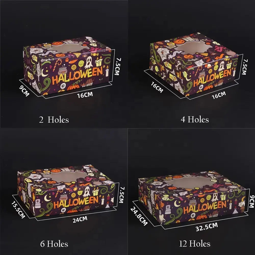 Halloween mixed colours 12 hole cup cake boxes x 12 pc | Santas ...