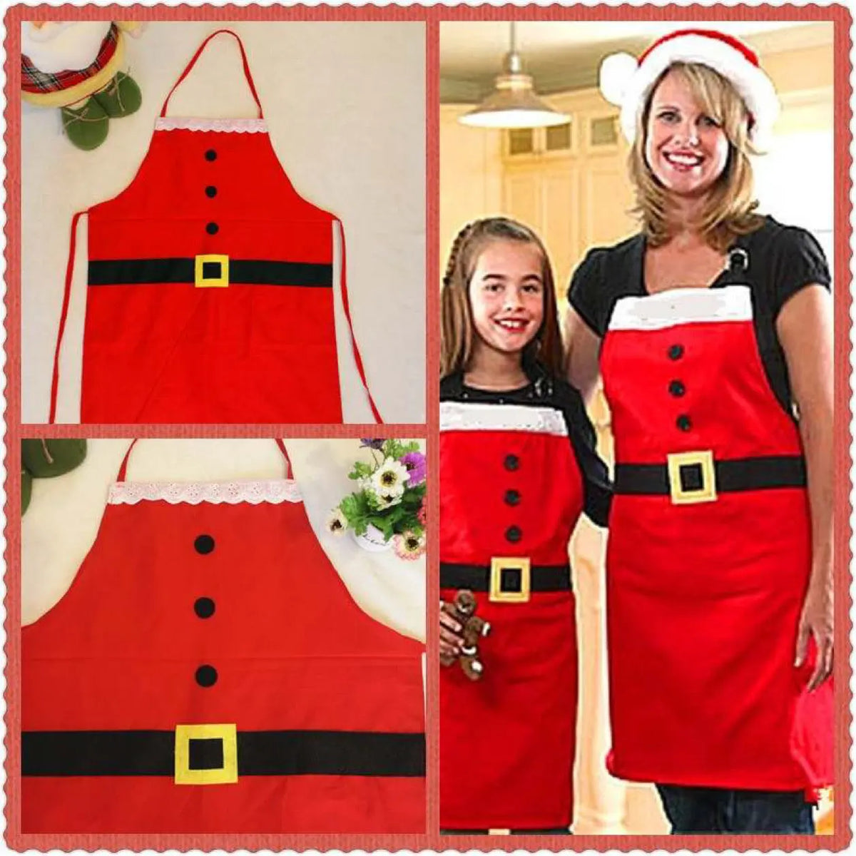 Christmas Santa Claus Party Costume apron adult and child apron set ...