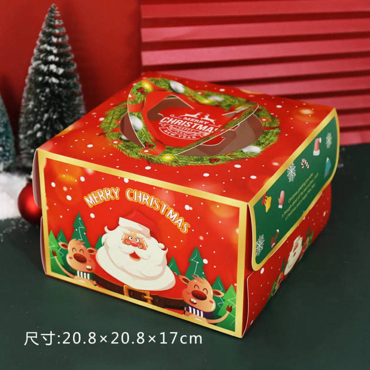 Christmas design cake box 20 cm freeshipping - Santas Workshop Direct